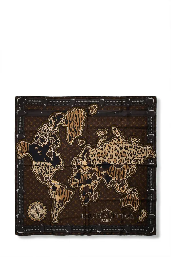 LOUIS VUITTON Monogram Silk Scarf - Brown