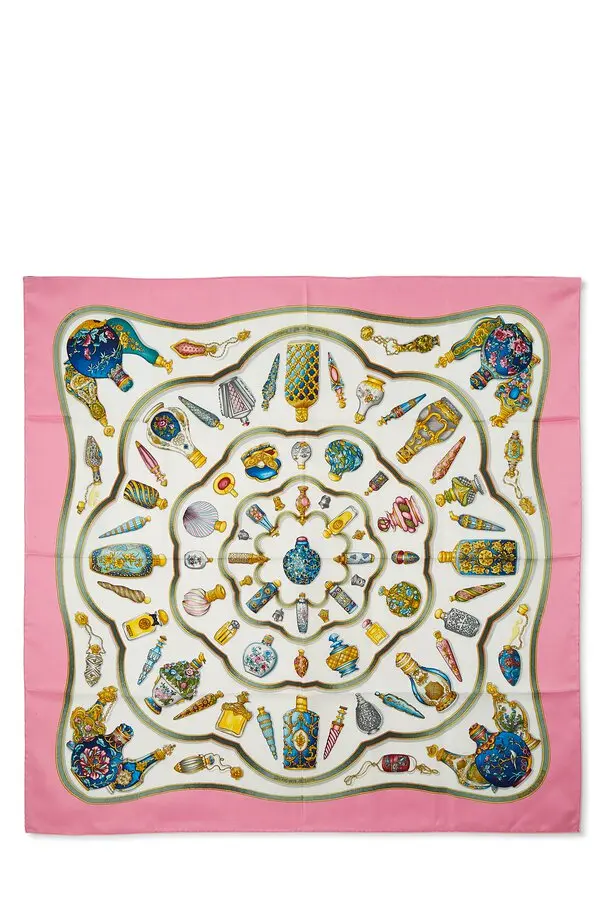 Hermès Multicolor 'qu'importe Le Flacon' Silk Scarf 90 - Pink