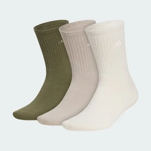 Adidas Cushioned Crew Socks 3-pack - Strong Olive / Beige / Wonder White