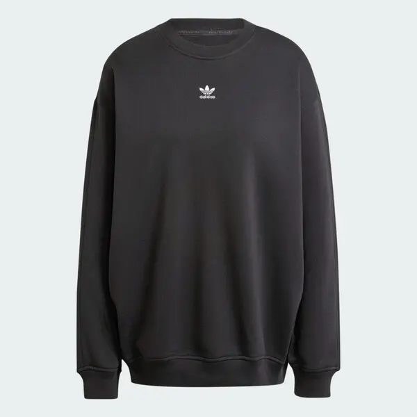 Adidas Essentials Fleece Long Oversized Crew Sweatshirt - Black