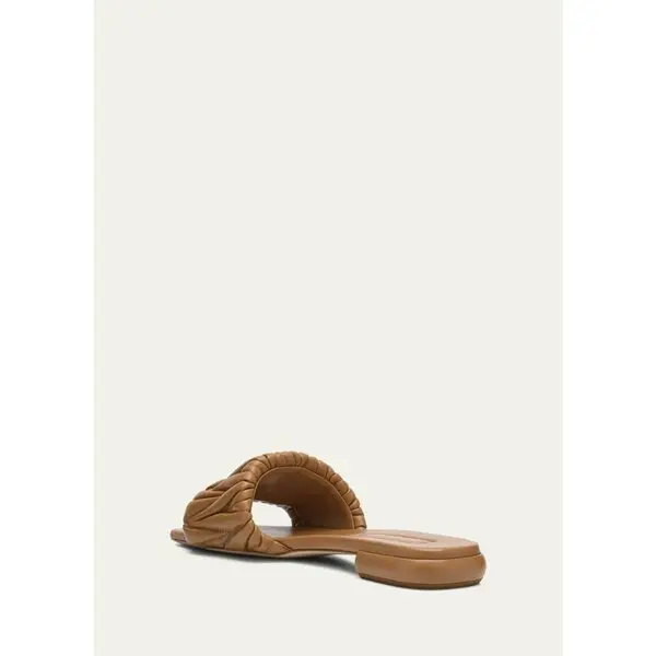 Miu Miu Quilted Leather Flat Slides - Camel