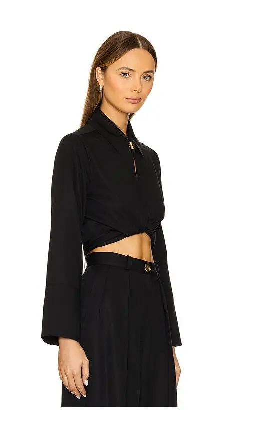 Matthew Bruch Collared Long Sleeve Wrap Top