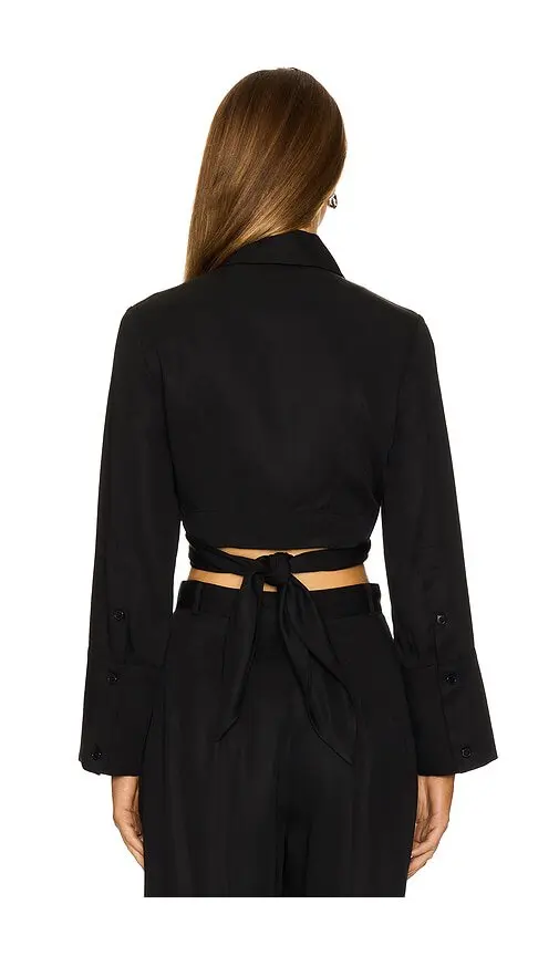 Matthew Bruch Collared Long Sleeve Wrap Top