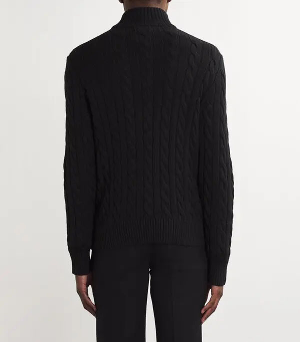 Polo Ralph Lauren Cable-knit Quarter-zip Sweater - Black
