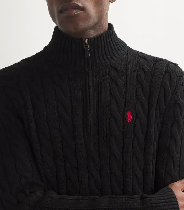 Polo Ralph Lauren Cable-knit Quarter-zip Sweater - Black
