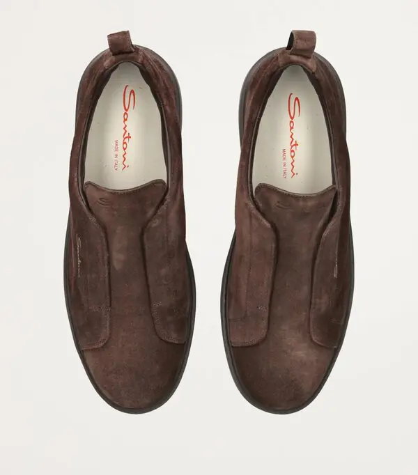 Santoni Victory Suede Slip-on Sneakers - Brown