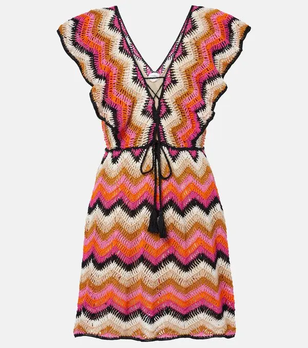 Anna Kosturova Melissa Cotton Crochet Minidress - Multicoloured