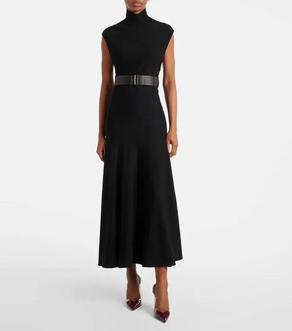 Alaïa Belted Wool-blend Midi Dress