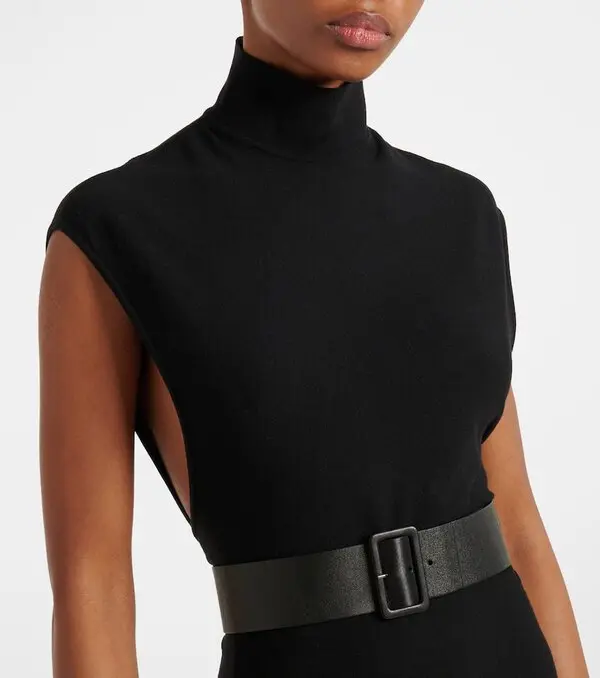 Alaïa Belted Wool-blend Midi Dress