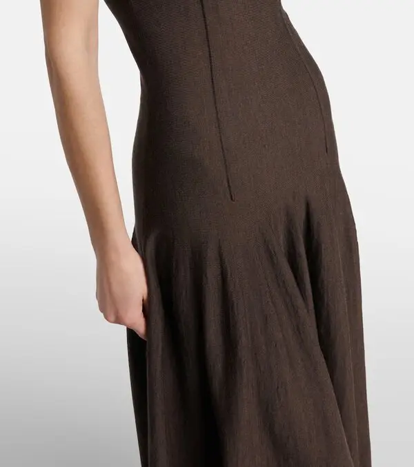 Khaite Ava Off-shoulder Wool-blend Maxi Dress - Brown