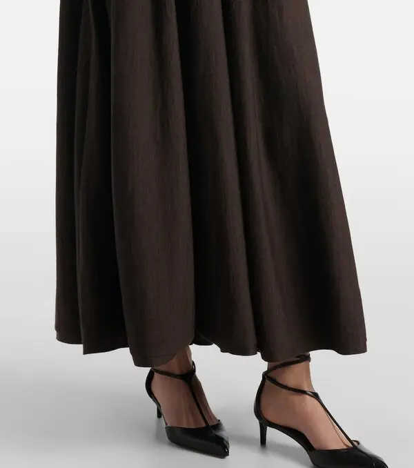 Khaite Ava Off-shoulder Wool-blend Maxi Dress - Brown