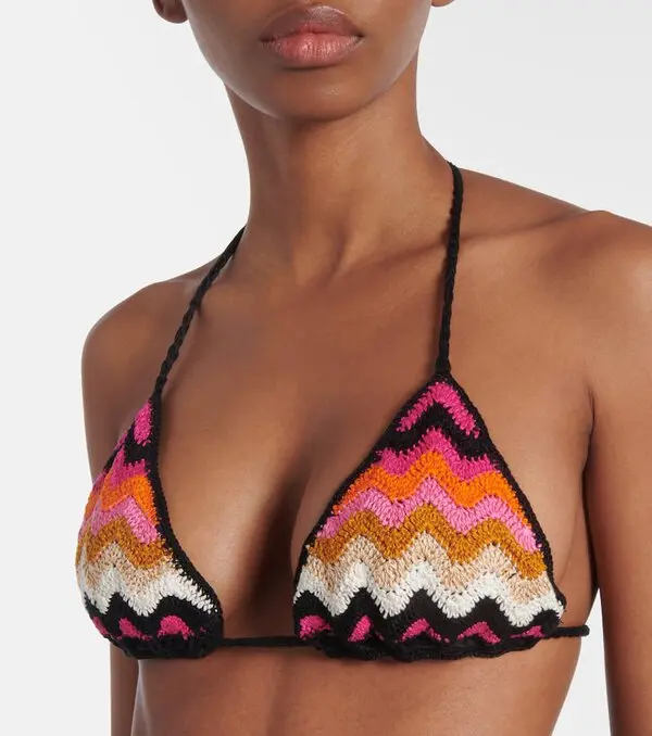 Anna Kosturova Crochet Striped Bikini Top