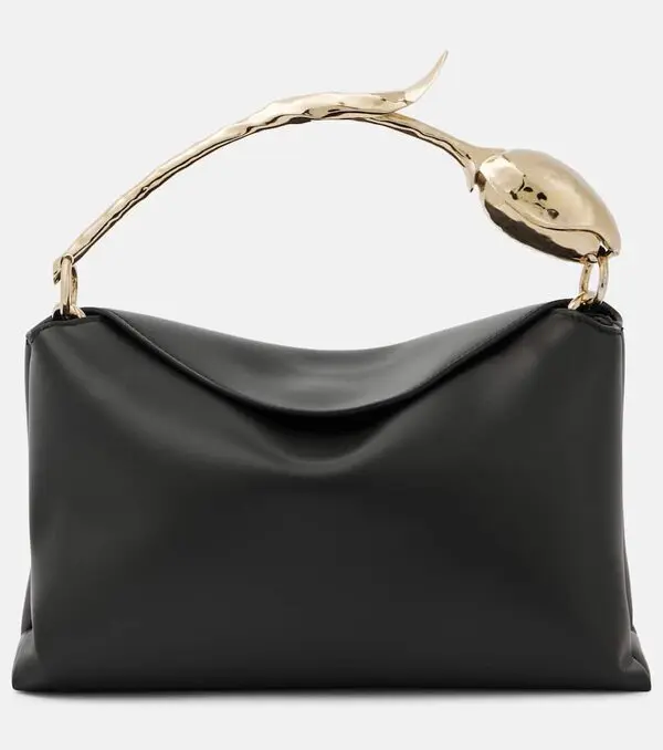 Erdem Bloom Medium Leather Tote Bag - Black