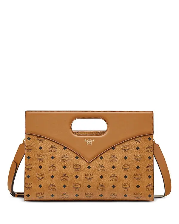 Mcm Diamond Vi Leather And Canvas Handbag