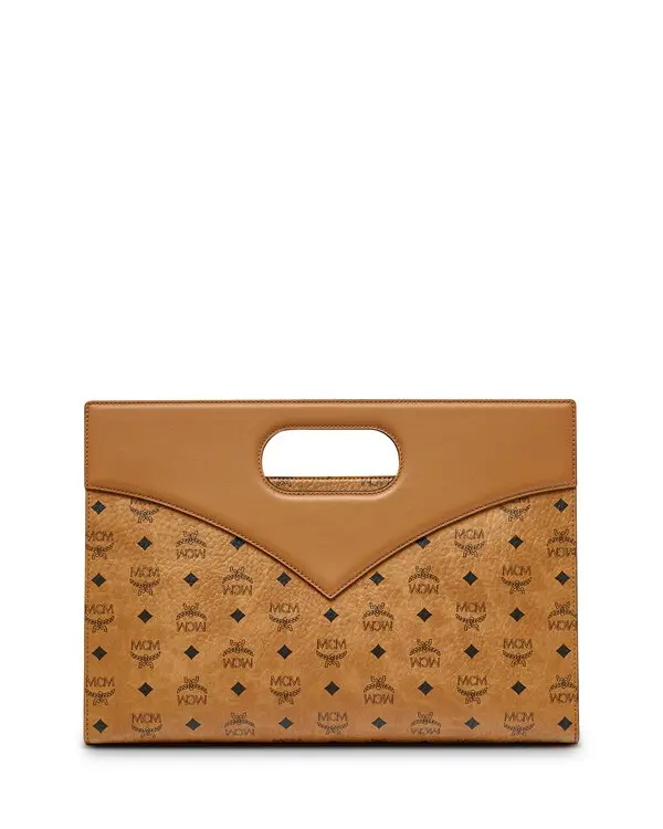 Mcm Diamond Vi Leather And Canvas Handbag