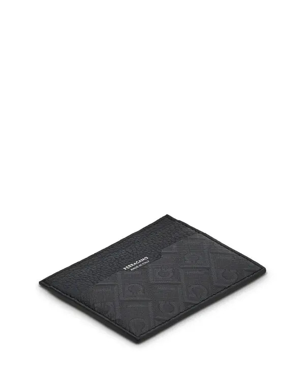 FERRAGAMO Monogram Credit Card Holder - Nero