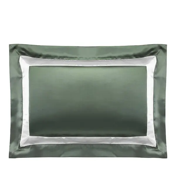 Gingerlily Ashdown Oxford Silk Pillowcase, King - Green/white