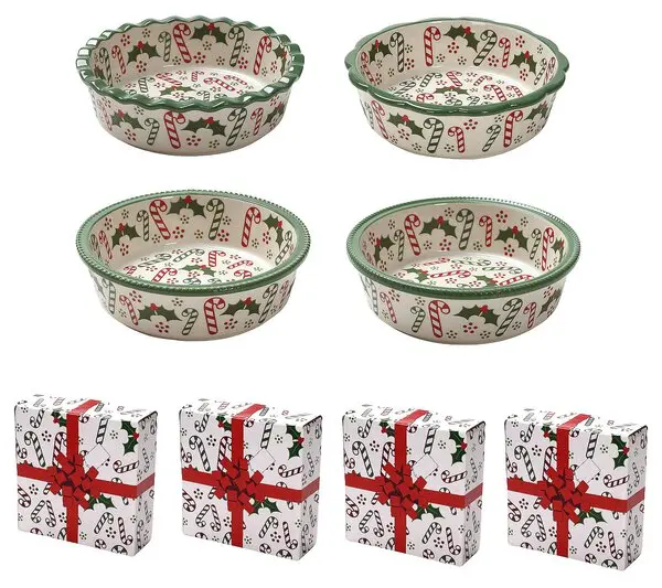 TEMP-TATIONS As Is Set Of 4 Mini Pie Plates - One-color