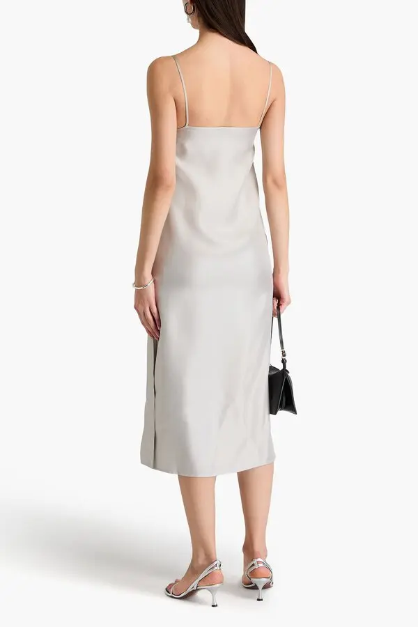 Loulou De Saison Loulou Studio Sulum Silk-twill Midi Dress - Light Gray