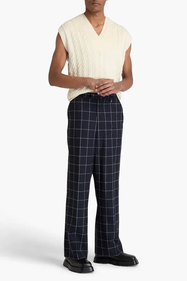 Acne Studios Checked Wool-blend Pants - Navy