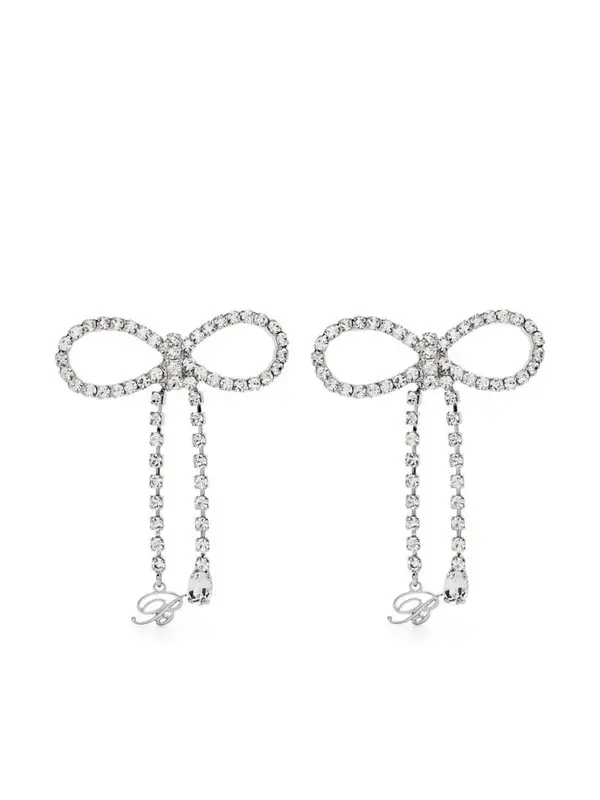 Blumarine Rhinestone Bow Earrings - Silver