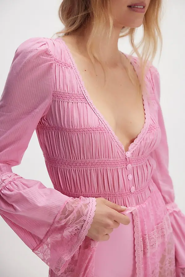 Free People Sweet Saloon Maxi Bodysuit - Festival Pink
