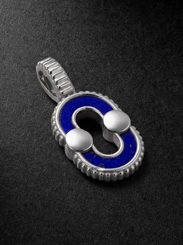 VILTIER Magnetic 18-karat White Gold, Lapis Lazuli And Turquoise Pendant - Silver