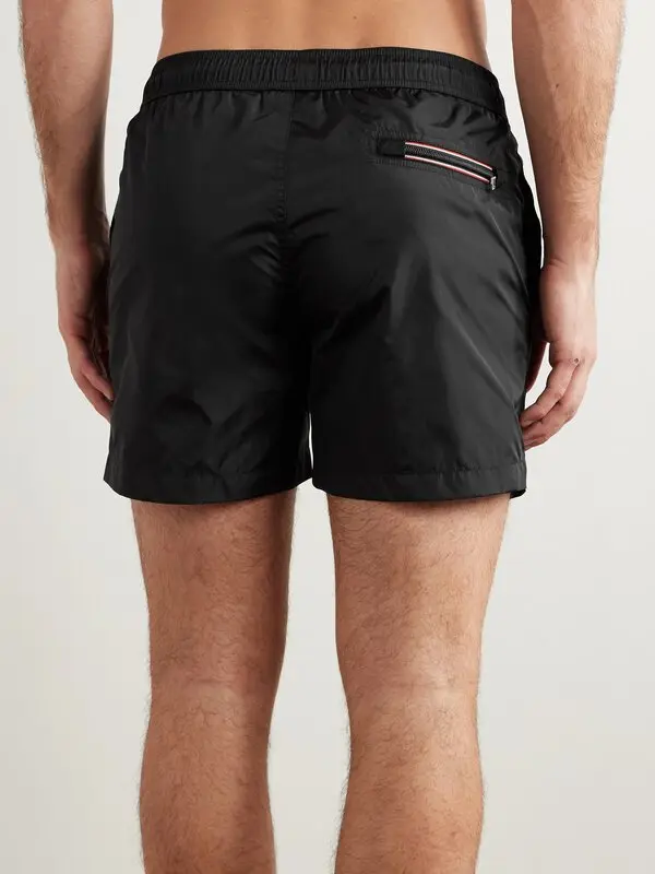 Moncler Straight-leg Mid-length Logo-appliquéd Swim Shorts - Black