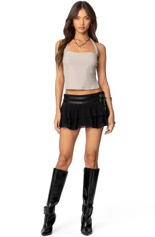 EDIKTED Steel Shimmer Halter Top