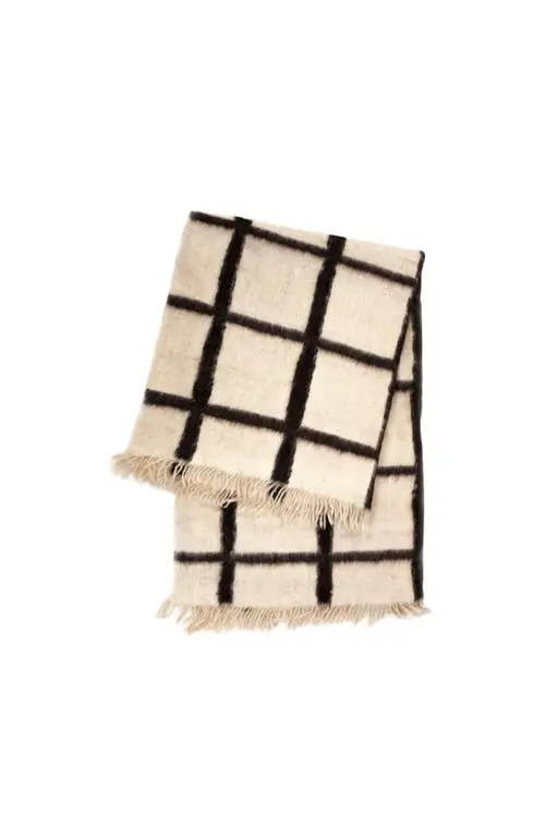 ARCHIVE NEW YORK Momos And White Grid Handwoven Wool Throw Blanket - Black