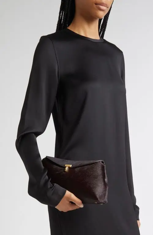 TOTEME T-lock Calf Hair Clutch - Wine