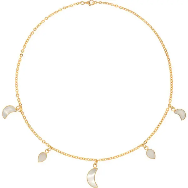 FREYA ROSE Petite Moon Charm Necklace - Gold