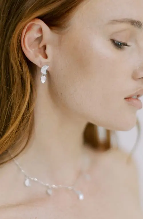 FREYA ROSE Petite Moon Stud Earrings - Silver