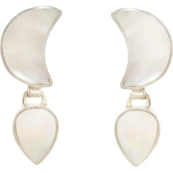 FREYA ROSE Petite Moon Stud Earrings - Silver