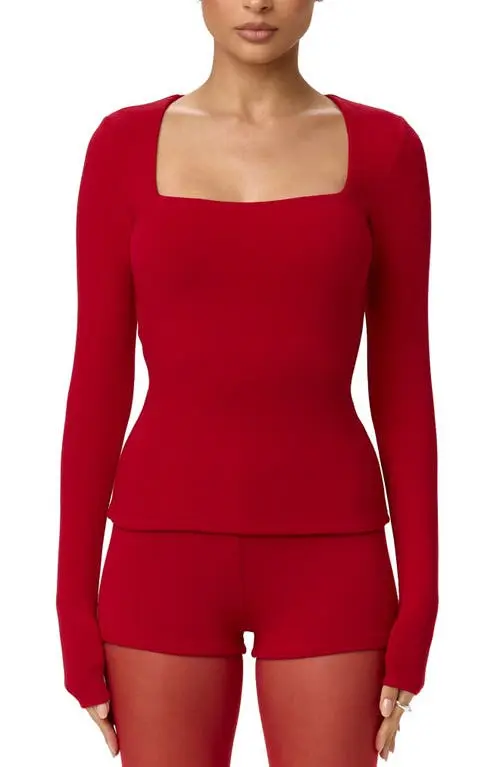 Naked Wardrobe Square Neck Crop Top - Red
