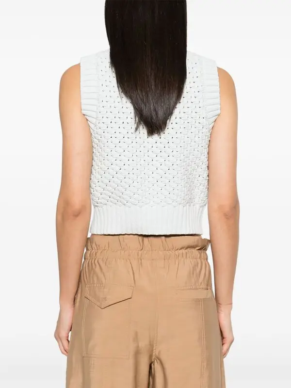 GANNI Logo-intarsia Vest - Blue