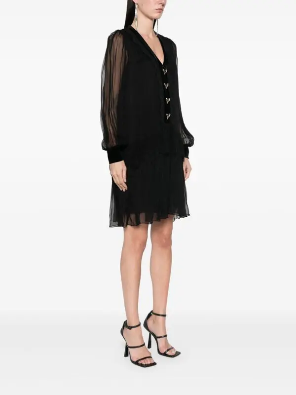 Buy NISSA Lace-paneling Silk Mini Dress - Black At 49% Off | Editorialist