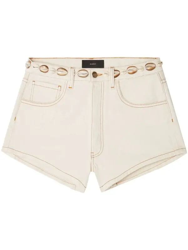 Alanui Ocean Dream Denim Shorts - Neutrals