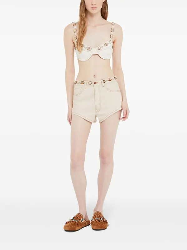 Alanui Ocean Dream Denim Shorts - Neutrals