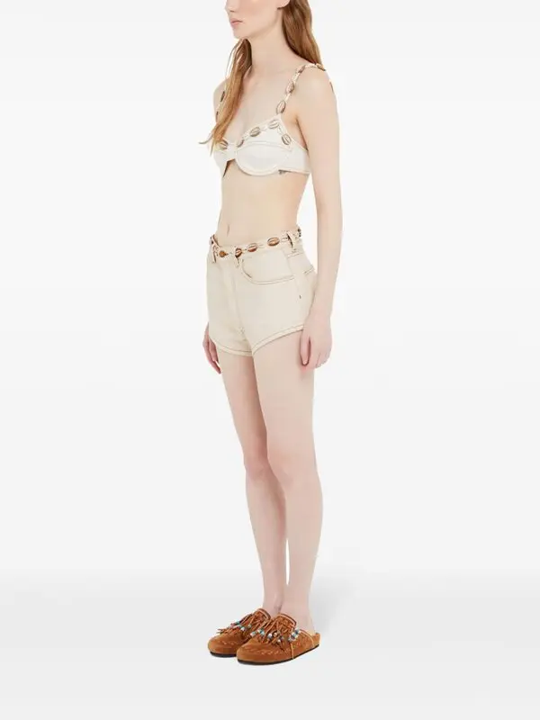 Alanui Ocean Dream Denim Shorts - Neutrals