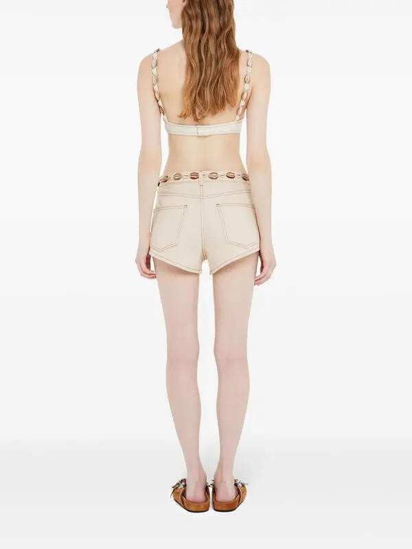 Alanui Ocean Dream Denim Shorts - Neutrals