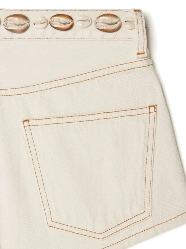 Alanui Ocean Dream Denim Shorts - Neutrals
