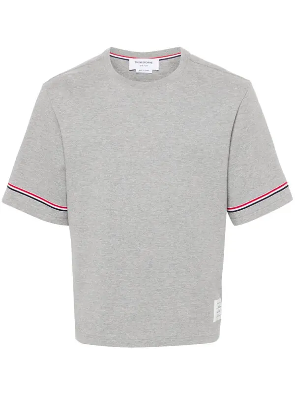 Thom Browne Rwb-stripe Cotton T-shirt - Grey
