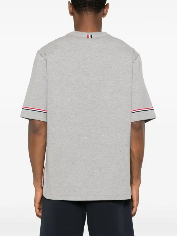 Thom Browne Rwb-stripe Cotton T-shirt - Grey