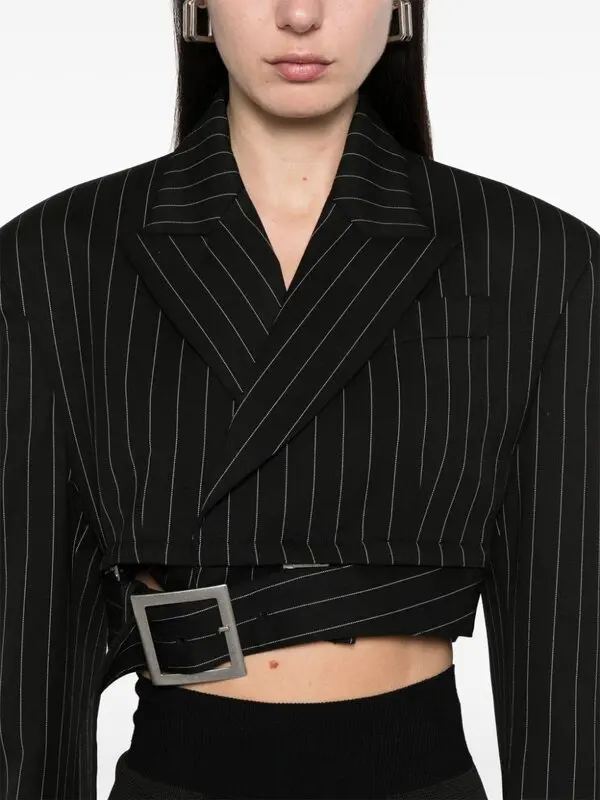 JEAN PAUL GAULTIER Pinstriped Cropped Blazer