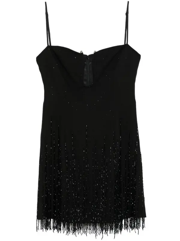NISSA Fringe-detail Mini Dress
