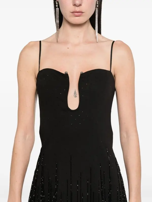 NISSA Fringe-detail Mini Dress