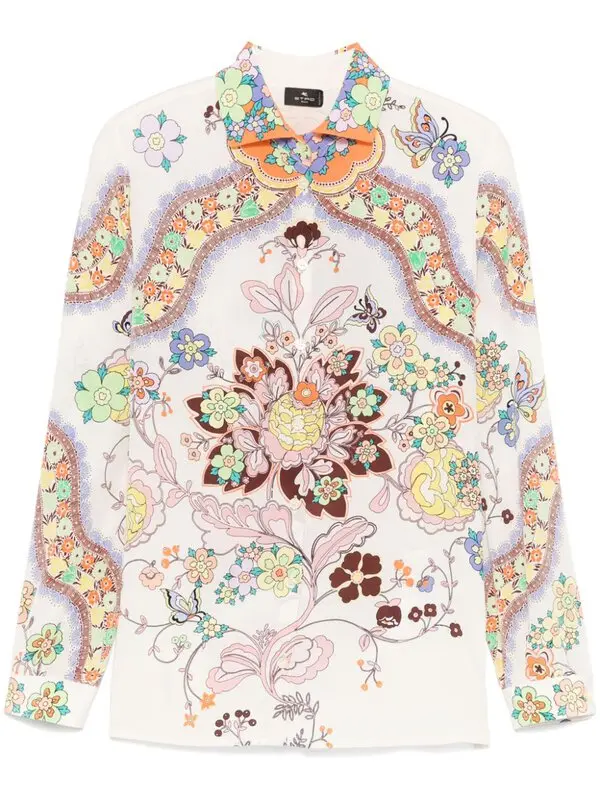 Etro Floral-print Shirt - Neutrals