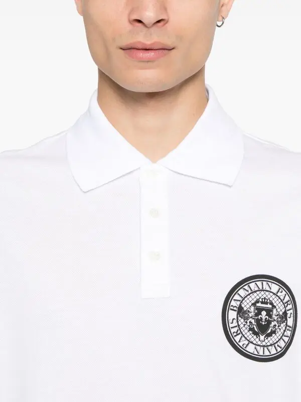 Balmain Coin-print Polo Shirt - White