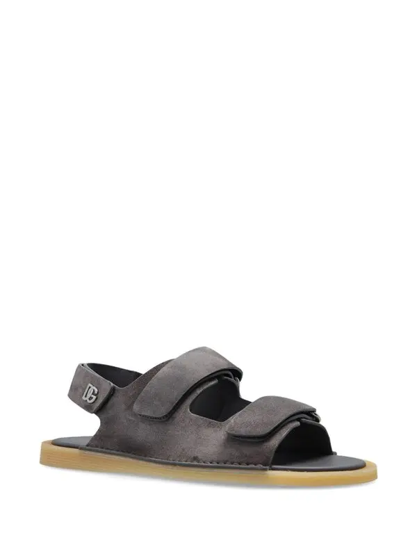 Dolce & Gabbana Touch-strap Leather Sandals - Grey